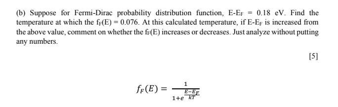 Solved (b) Suppose for Fermi-Dirac probability distribution | Chegg.com