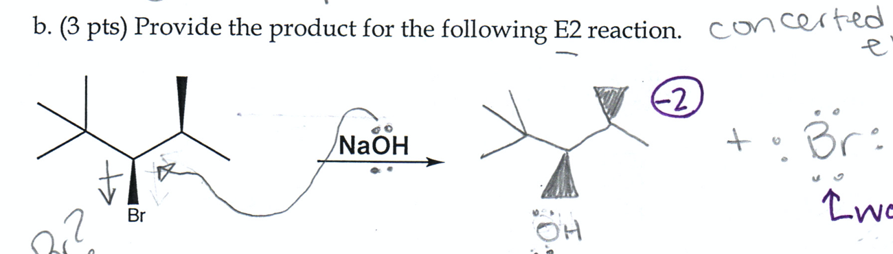 Solved b. (3 pts) Provide the product for the following E2 | Chegg.com