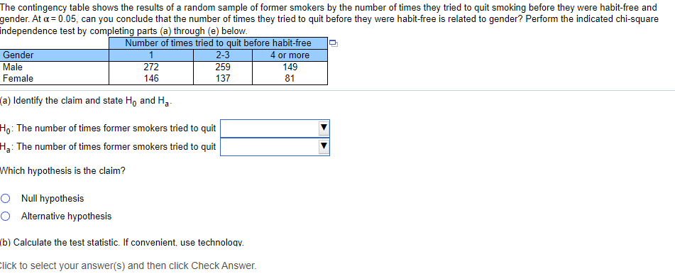 Solved The contingency table shows the results of a random | Chegg.com