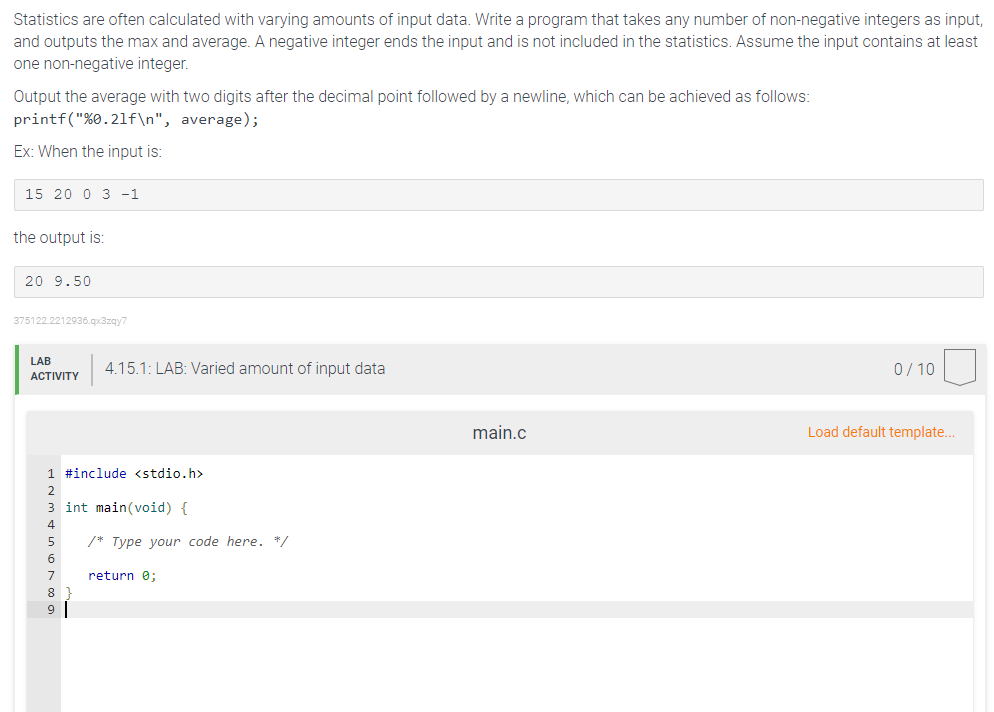 Solved In the C programming language, statistics are often | Chegg.com