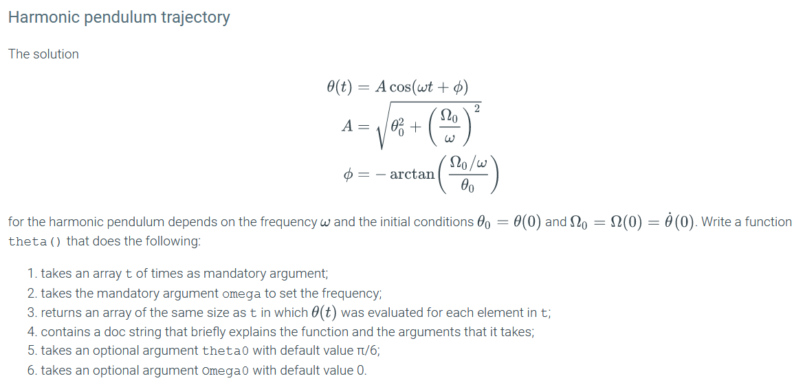 Solved Harmonic pendulum trajectory The solution e(t) = A | Chegg.com