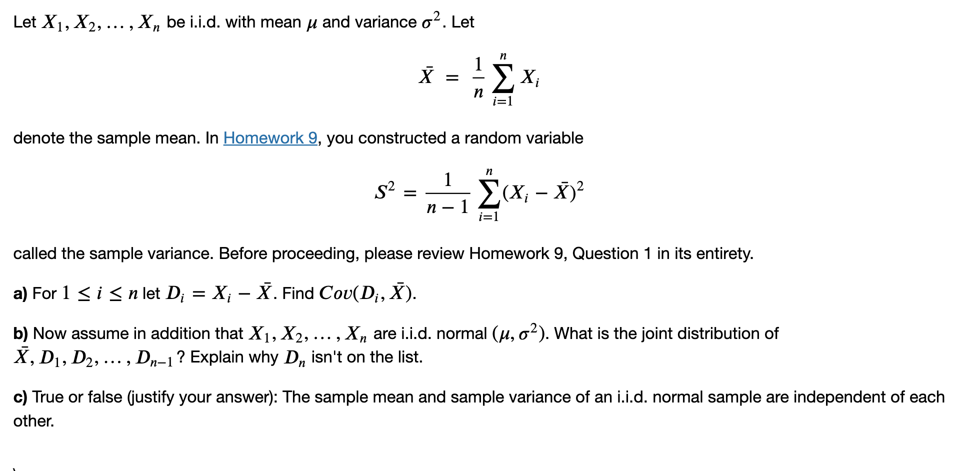 Let X1,X2,…,Xn be i.i.d. with mean μ and variance σ2. | Chegg.com