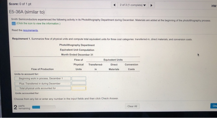Solved Score: 0 of 1 pt 2 of 3 (1 complete) HW E5-36A | Chegg.com