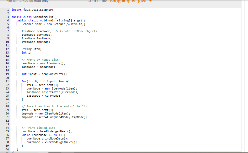 Solved: 3.10 Grocery Shopping List (linked List: Inserting... | Chegg.com