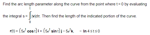 Solved Find the arc length parameter along the curve from | Chegg.com