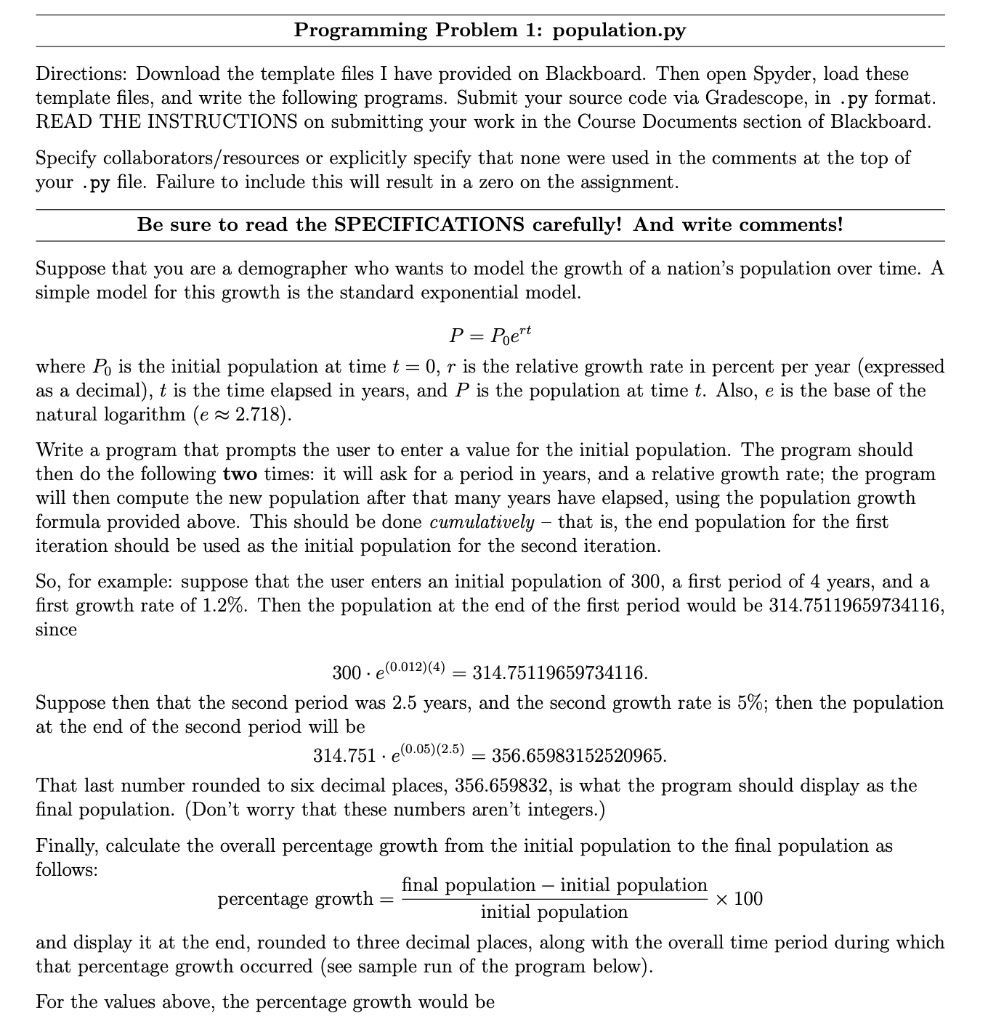 Solved Programming Problem 1: population.py Directions: | Chegg.com