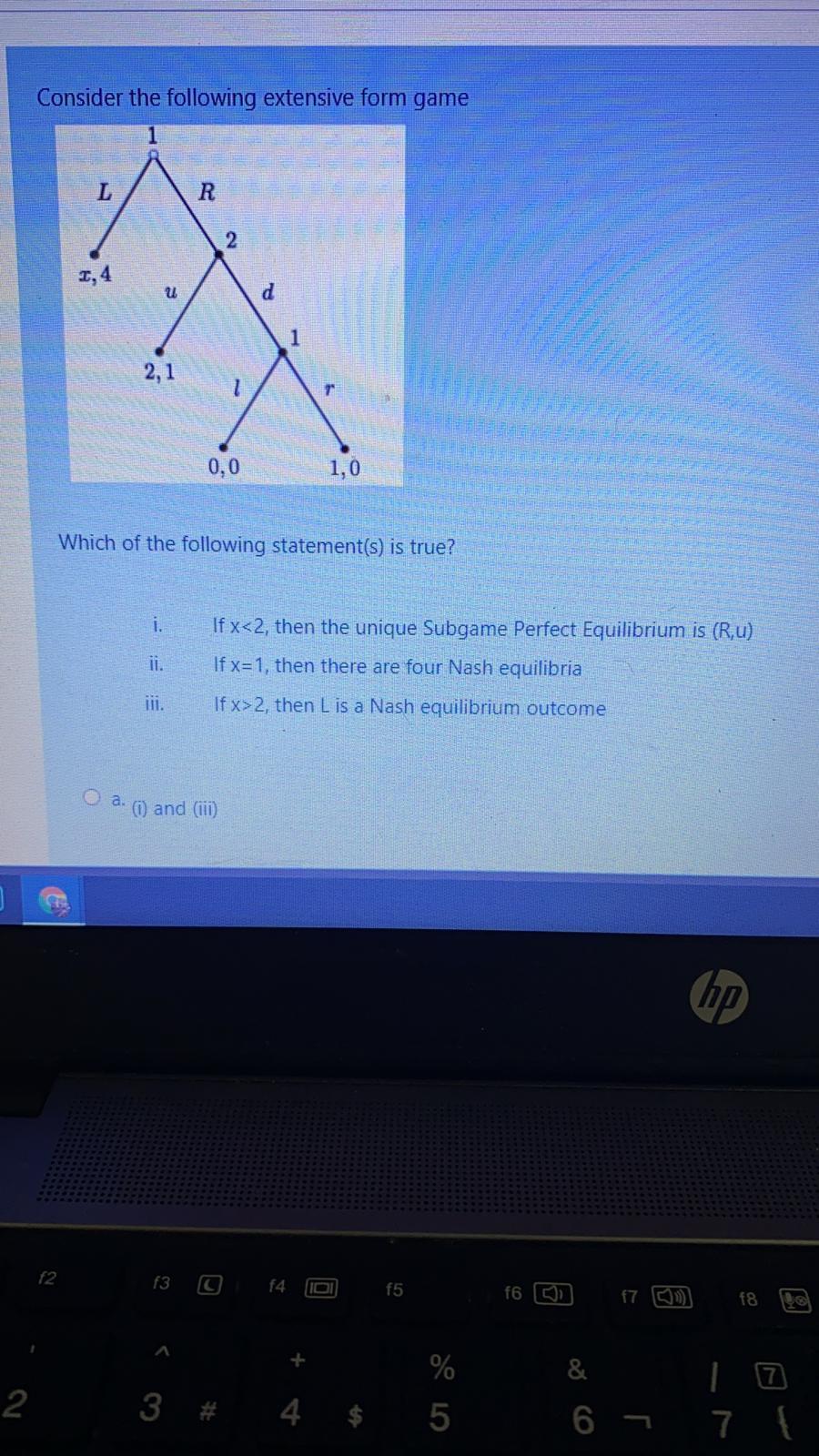 Solved Consider the following extensive form game L R 2 I, 4 | Chegg.com
