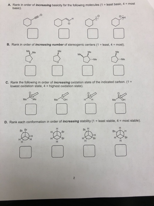 Solved A Rank in order of increasing basicity for the | Chegg.com