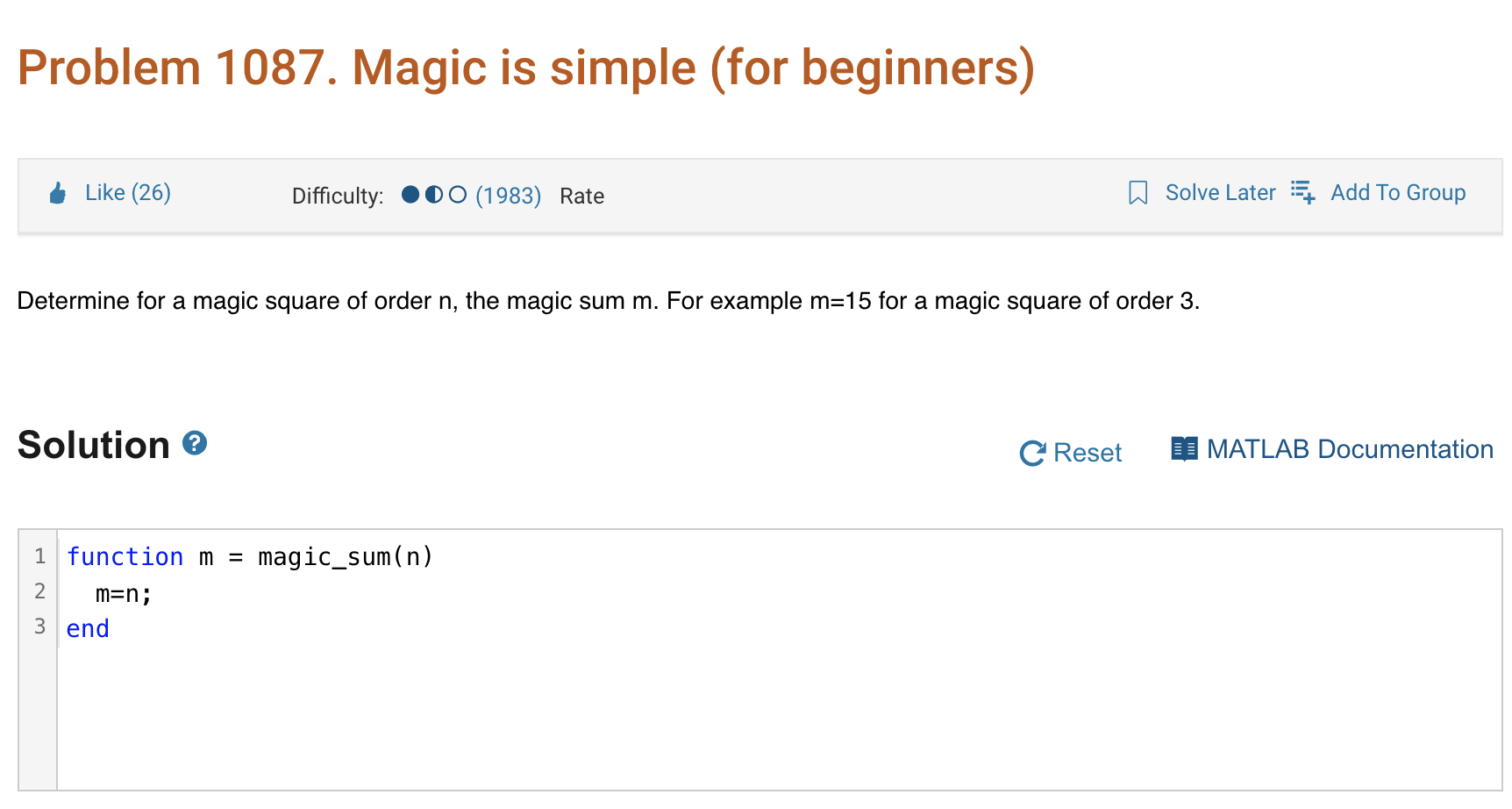 Solved Problem 1087. Magic is simple (for beginners) Like | Chegg.com