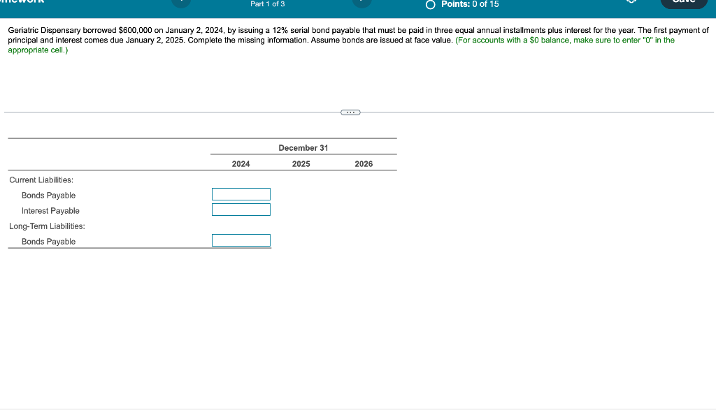 Solved Geriatric Dispensary borrowed $600,000 on January | Chegg.com