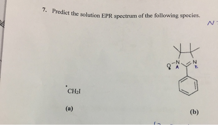 Solved Predict the solution EPR spectrum of the following | Chegg.com