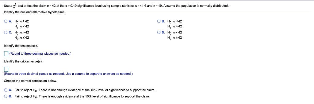 Solved Use a χ2-test to test the claim σ