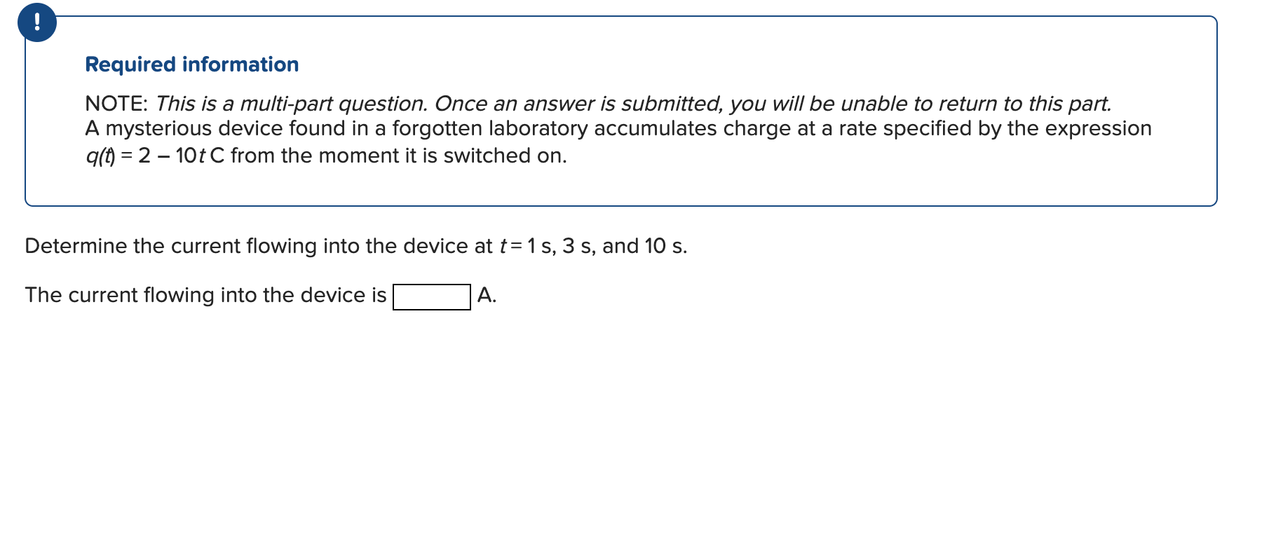Solved Required information NOTE: This is a multi-part | Chegg.com