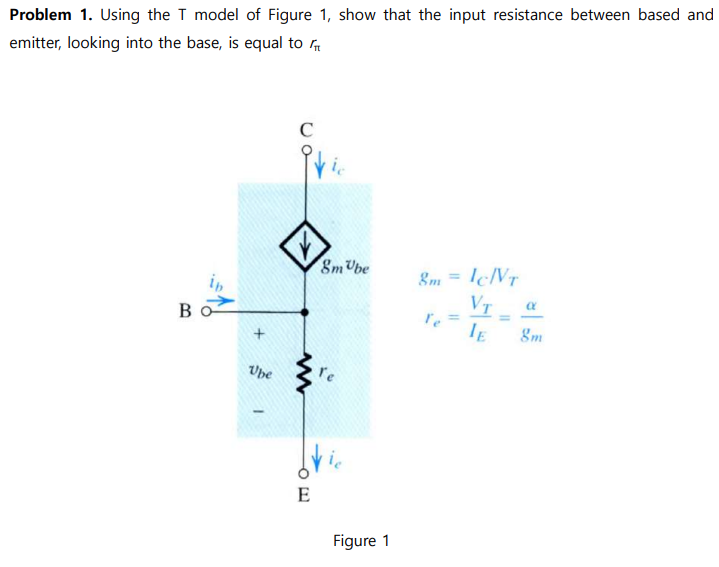 Solved Problem 1. Using the T model of Figure 1, show that | Chegg.com