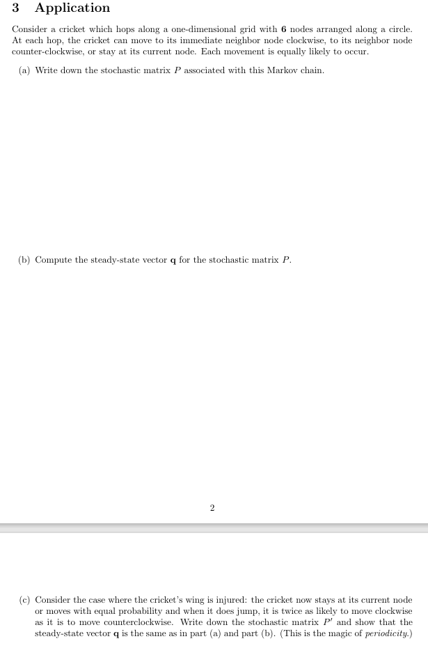 Solved 3 Application Consider a cricket which hops along a | Chegg.com