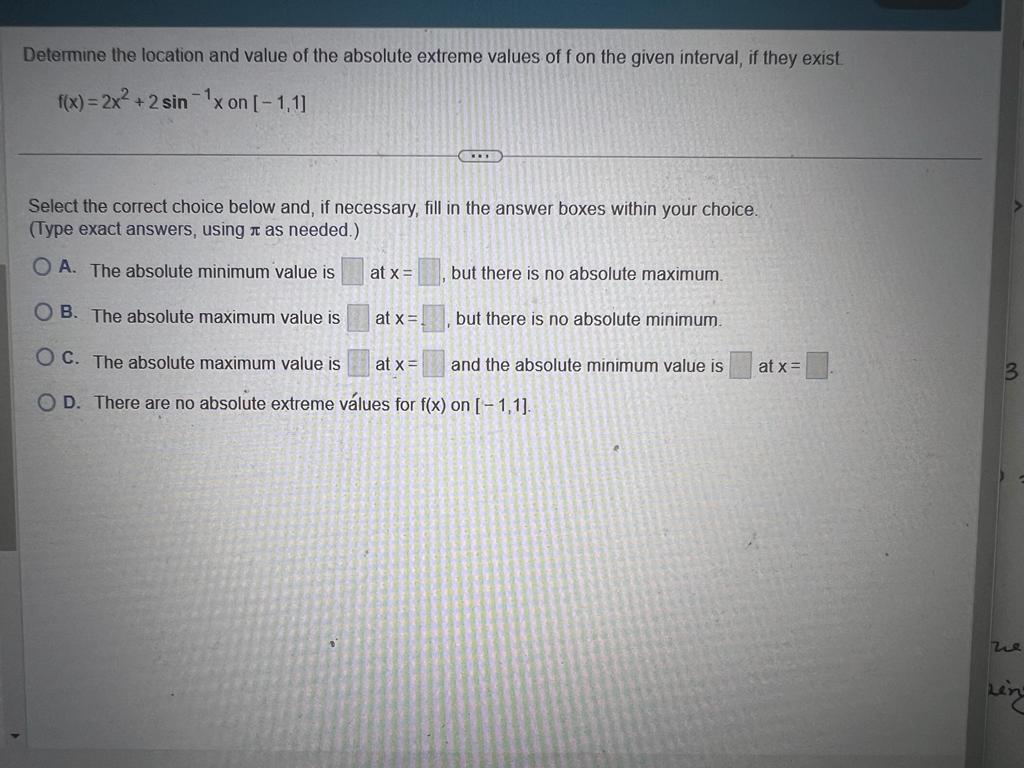 Solved Determine the location and value of the absolute | Chegg.com