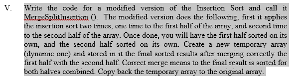 Solved V. Write the code for a modified version of the | Chegg.com
