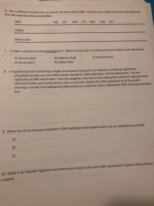 Solved ow a different mutation has occurred to the same | Chegg.com
