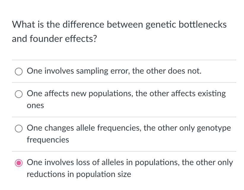 Solved What is the difference between genetic bottlenecks | Chegg.com