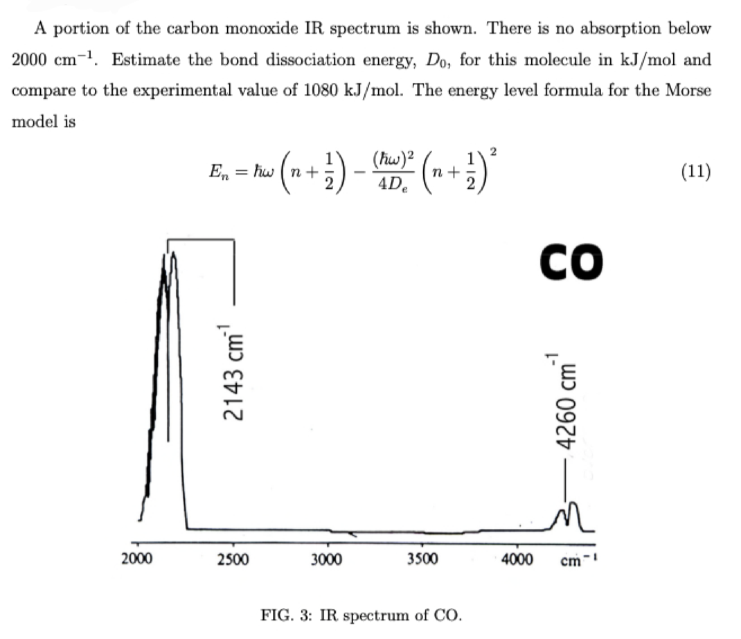 Solved A portion of the carbon monoxide IR spectrum is | Chegg.com