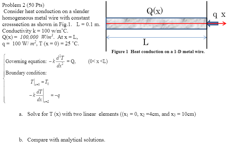 Solved Q(x) 9 X Problem 2 (50 Pts) Consider heat conduction | Chegg.com