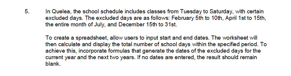 Solved In Quelea, the school schedule includes classes from | Chegg.com