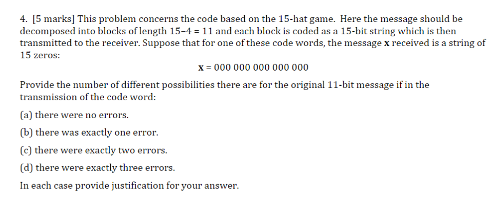 Solved [5 ﻿marks] ﻿This problem concerns the code based on | Chegg.com