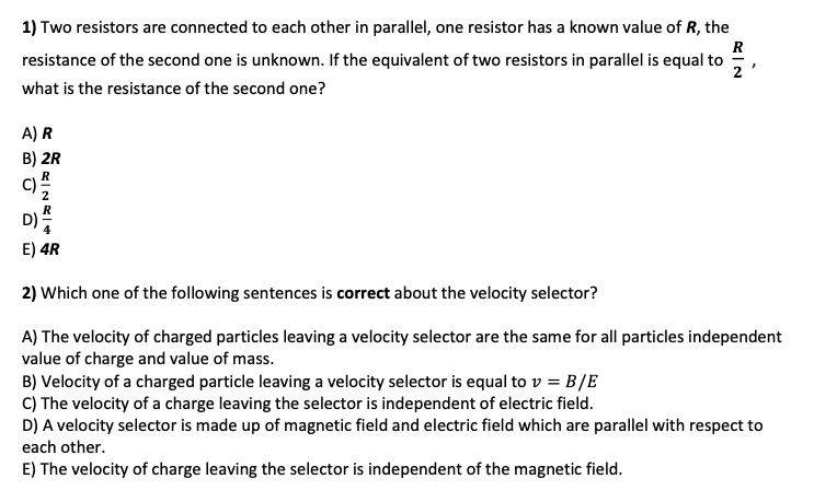 Solved R 1) Two resistors are connected to each other in | Chegg.com