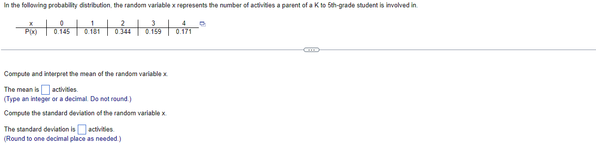 Solved Compute and interpret the mean of the random variable | Chegg.com