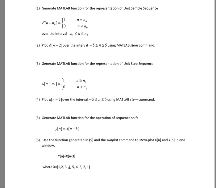 Solved 1 Generate Matlab Function For The Representation 