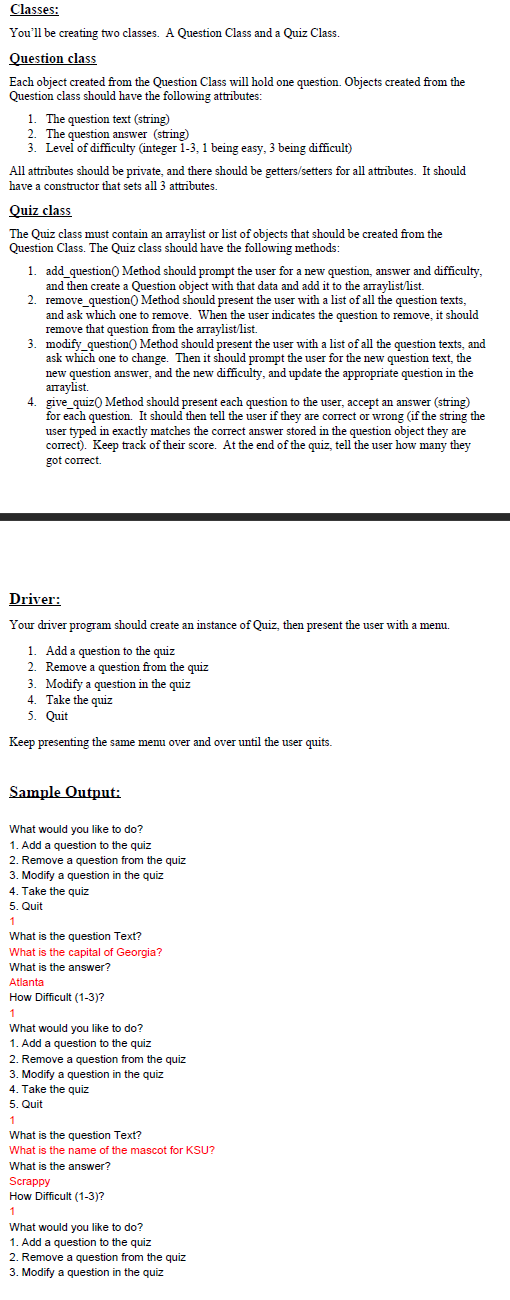 Solved Classes Youll Be Creating Two Classes A Question