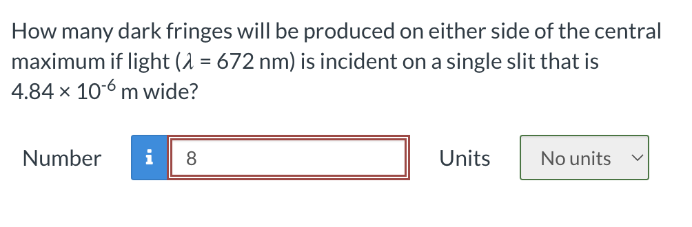 Solved How many dark fringes will be produced on either side | Chegg.com