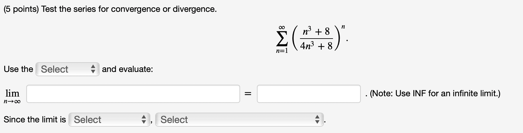 Solved (5 points) Test the series for convergence or | Chegg.com