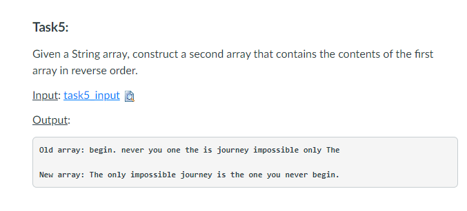 Solved Task5: Given a String array, construct a second array | Chegg.com
