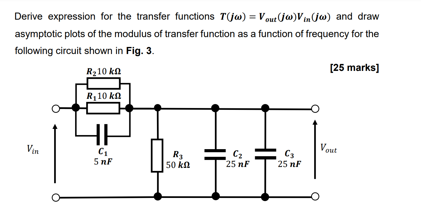 Solved Derive expression for the transfer functions T(jw) = | Chegg.com