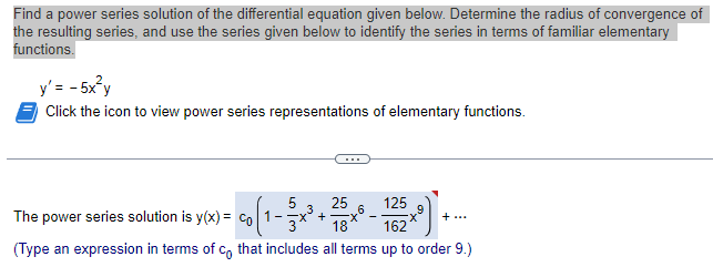 Solved Find a power series solution of the differential | Chegg.com