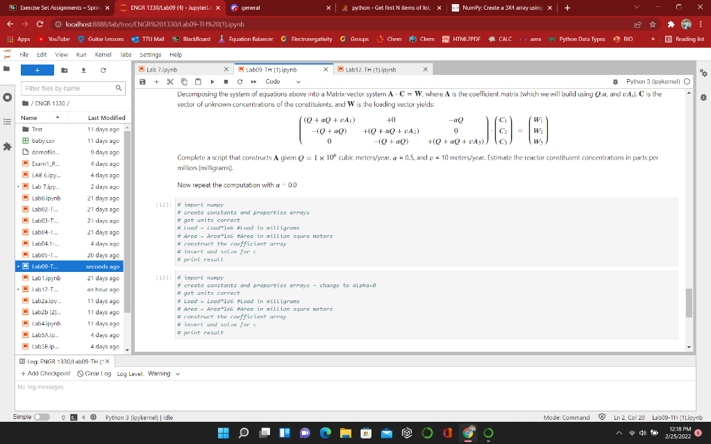 Solved 14 Exercise Set Assignments - Sprin ENGR 1330/Latos | Chegg.com