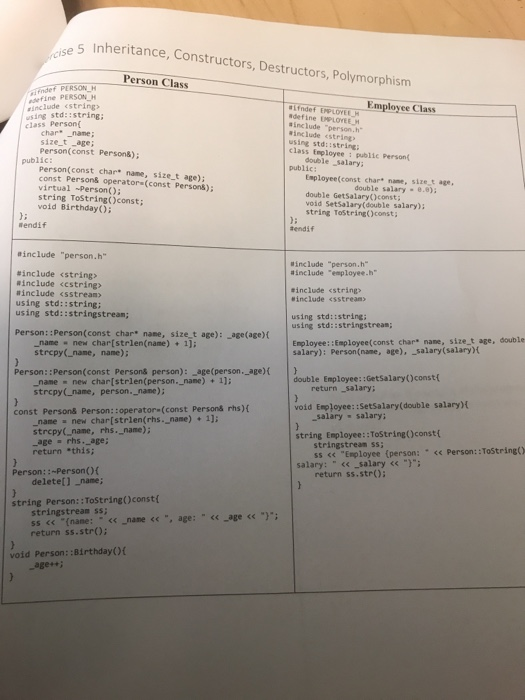 cise 5 Inheritance, Constructors, Destructors, | Chegg.com