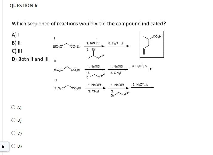 Solved Which sequence of reactions would yield the compound | Chegg.com