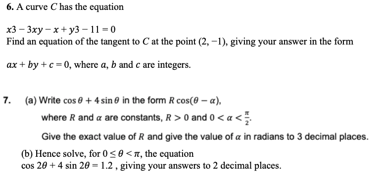 Solved 6. A curve C has the equation x3 - 3xy - x + y3 – 11 | Chegg.com