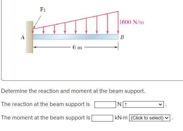 Solved Determine the reaction and moment at the beam | Chegg.com