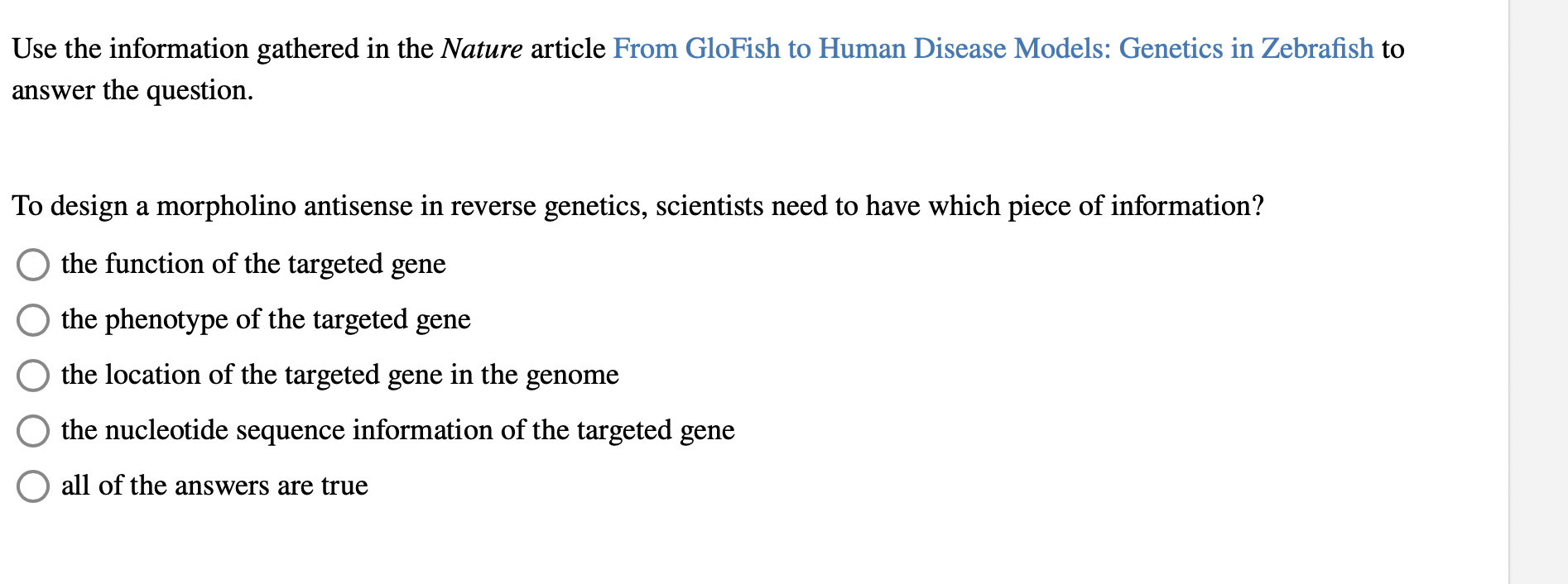 Solved Use the information gathered in the Nature article | Chegg.com