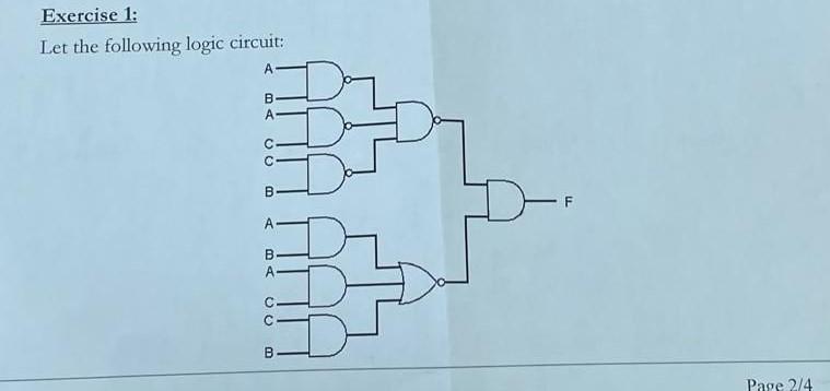 Solved Exercise 1: Let the following logic circuit: 2. | Chegg.com
