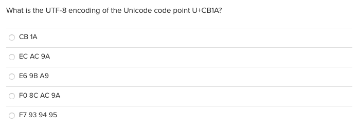 Solved What is the UTF-8 encoding of the Unicode code point | Chegg.com