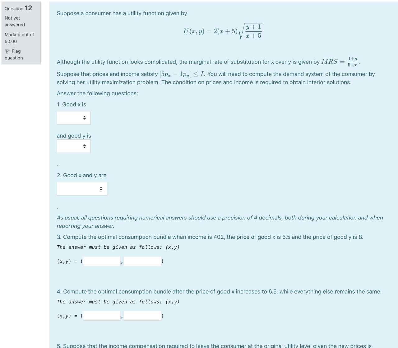 Solved Suppose a consumer has a utility function given by | Chegg.com
