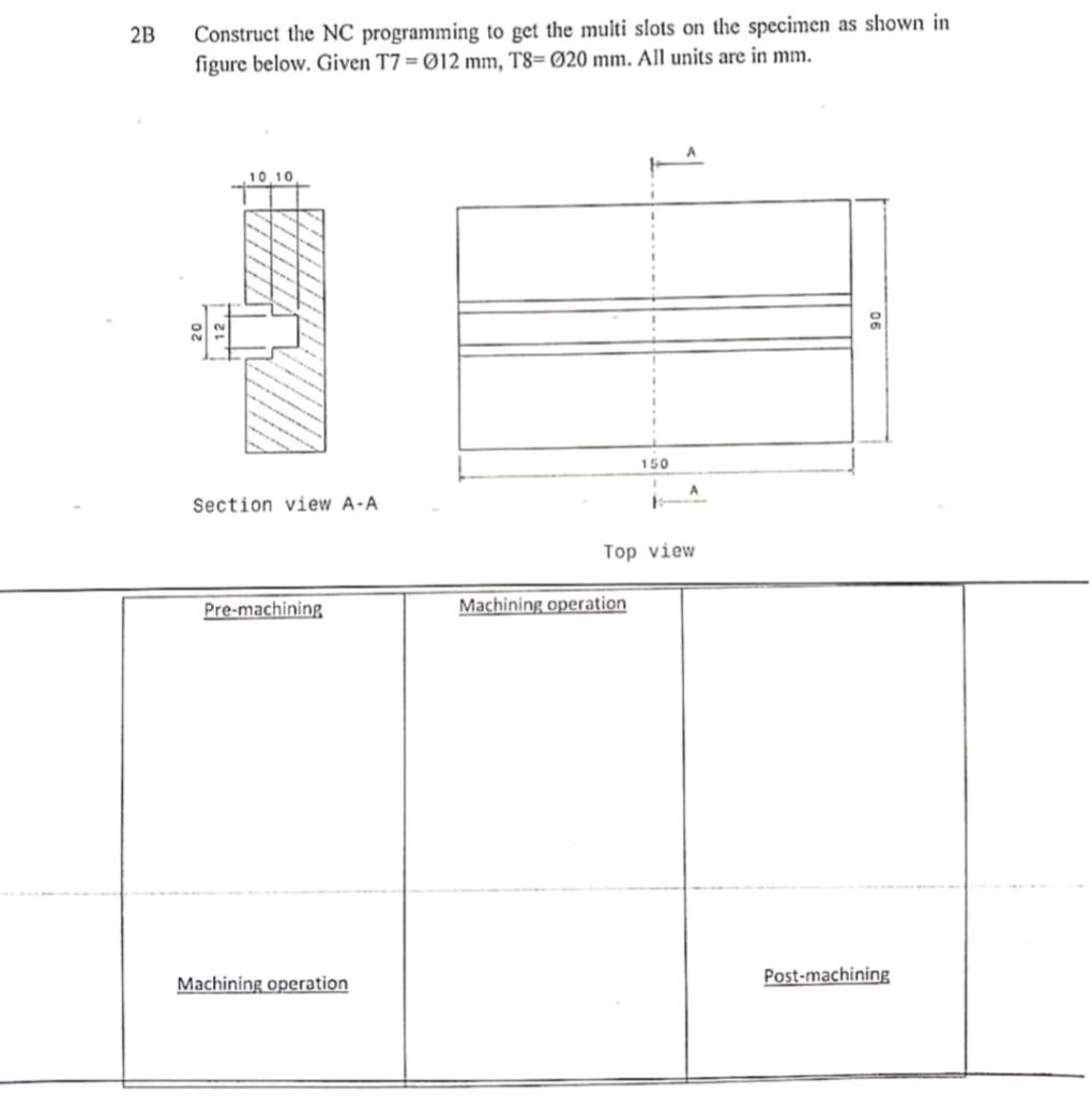 Solved 2B Construct the NC programming to get the multi | Chegg.com