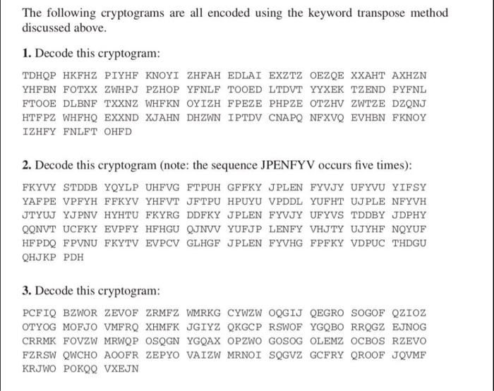 The following cryptograms are all encoded using the | Chegg.com