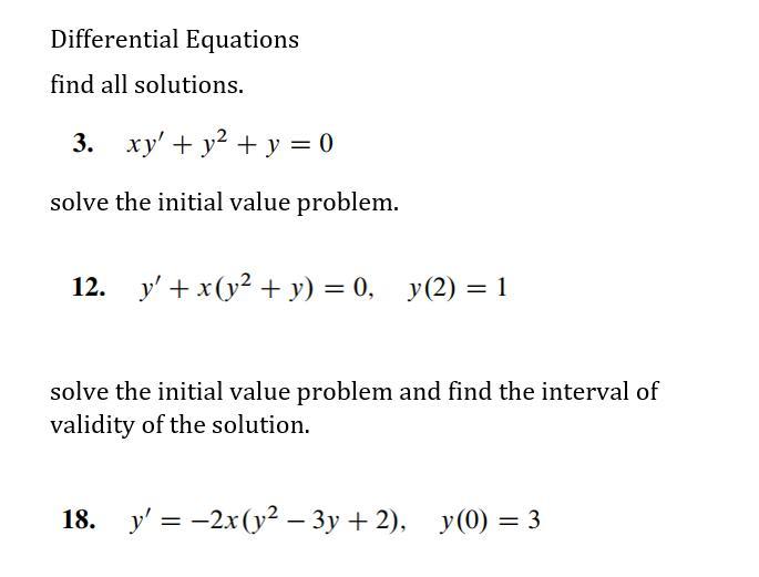 Solved Differential Equations find all solutions. 3. | Chegg.com