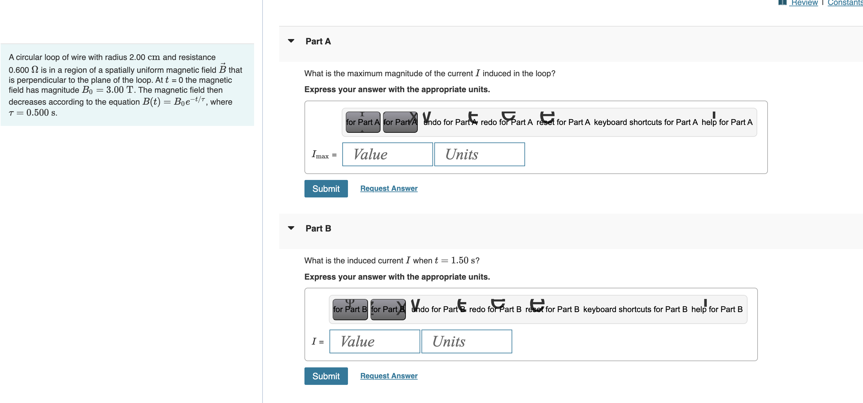 Solved Part AA circular loop of ﻿wire with radius 2.00 cm | Chegg.com