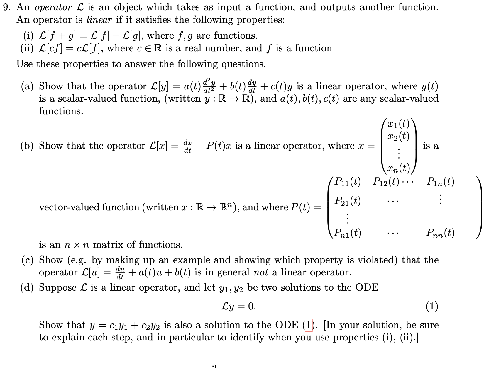 Solved An operator L is an object which takes as input a | Chegg.com